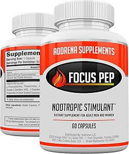 Focus Pep- Daily Energy and Focus Support with Caffeine, 60 Capsules ...
