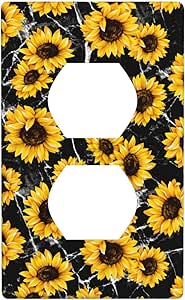 Black Marble Sunflower Outlet Covers Wall Plate Duplex Decorative 1 ...
