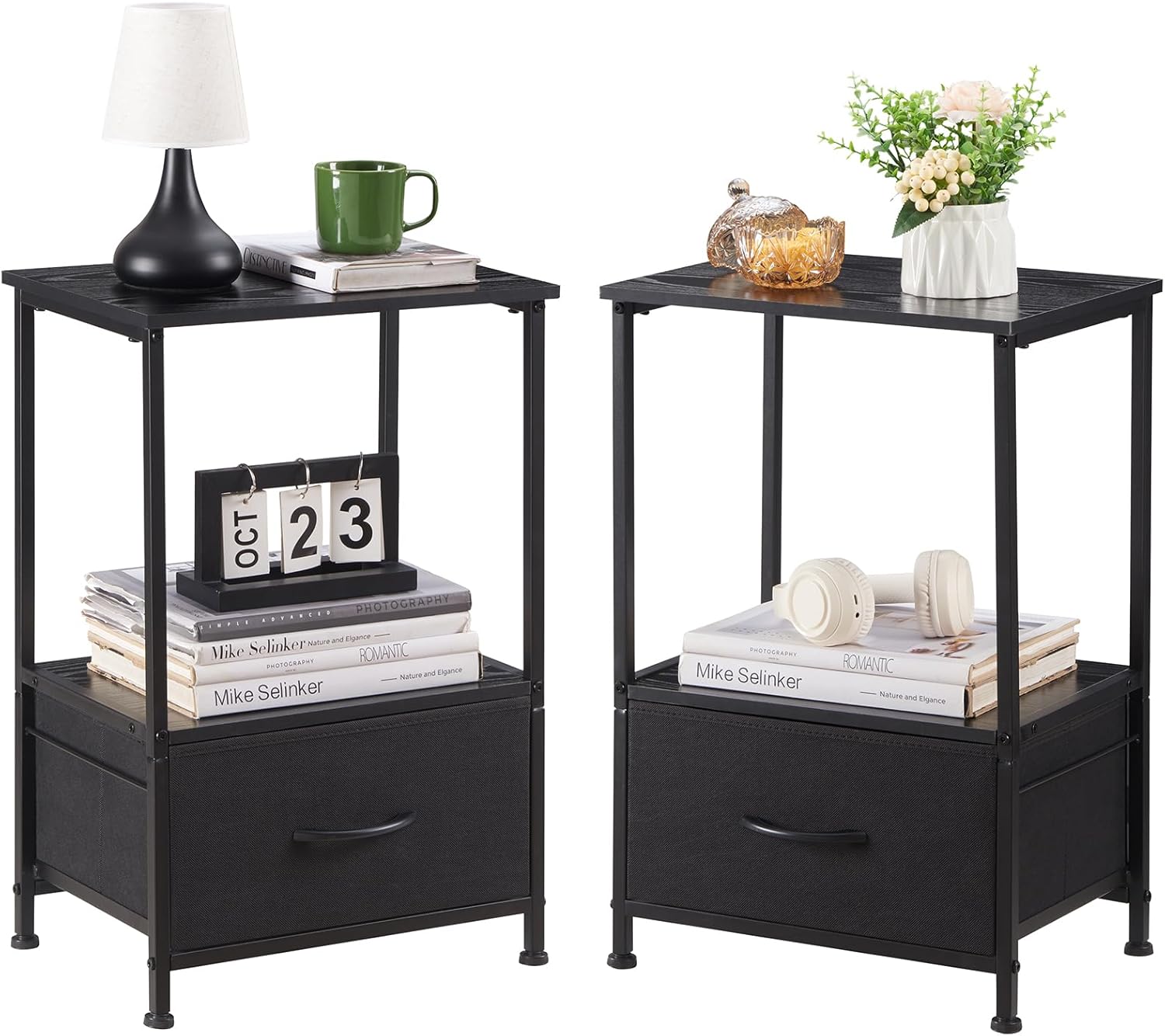 Somdot Nightstand Set of 2, 24.6'' Height Bedside Table End Table for ...