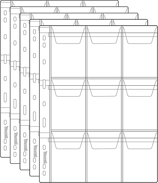 Amazon.com : Coin Collecting Pages 5 Sheets 9 Pockets Standard 9Hole ...