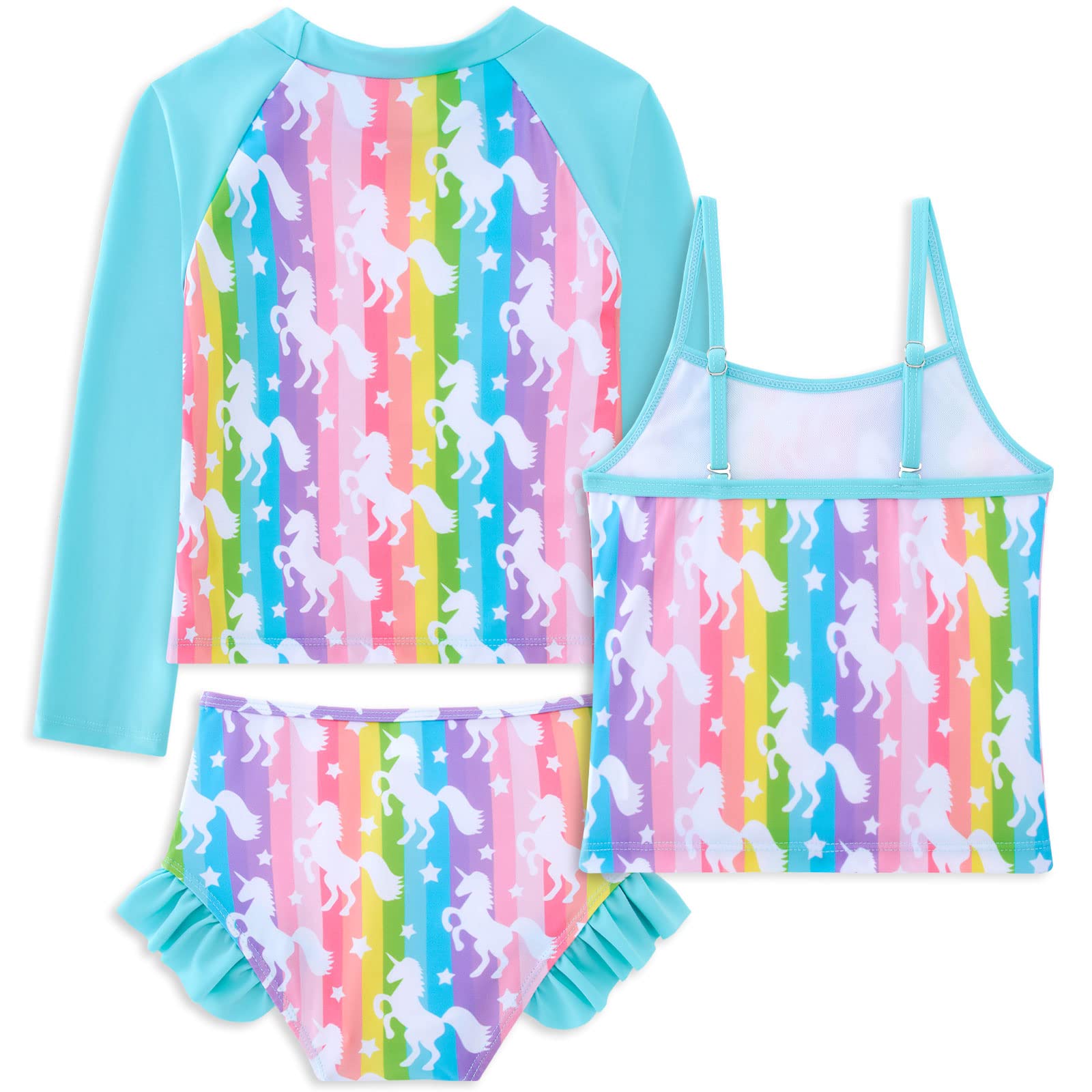 Snapklik.com : Swimsobo Girls 3-Pieces Swimsuit 9T 10T Tankini Sets UPF ...