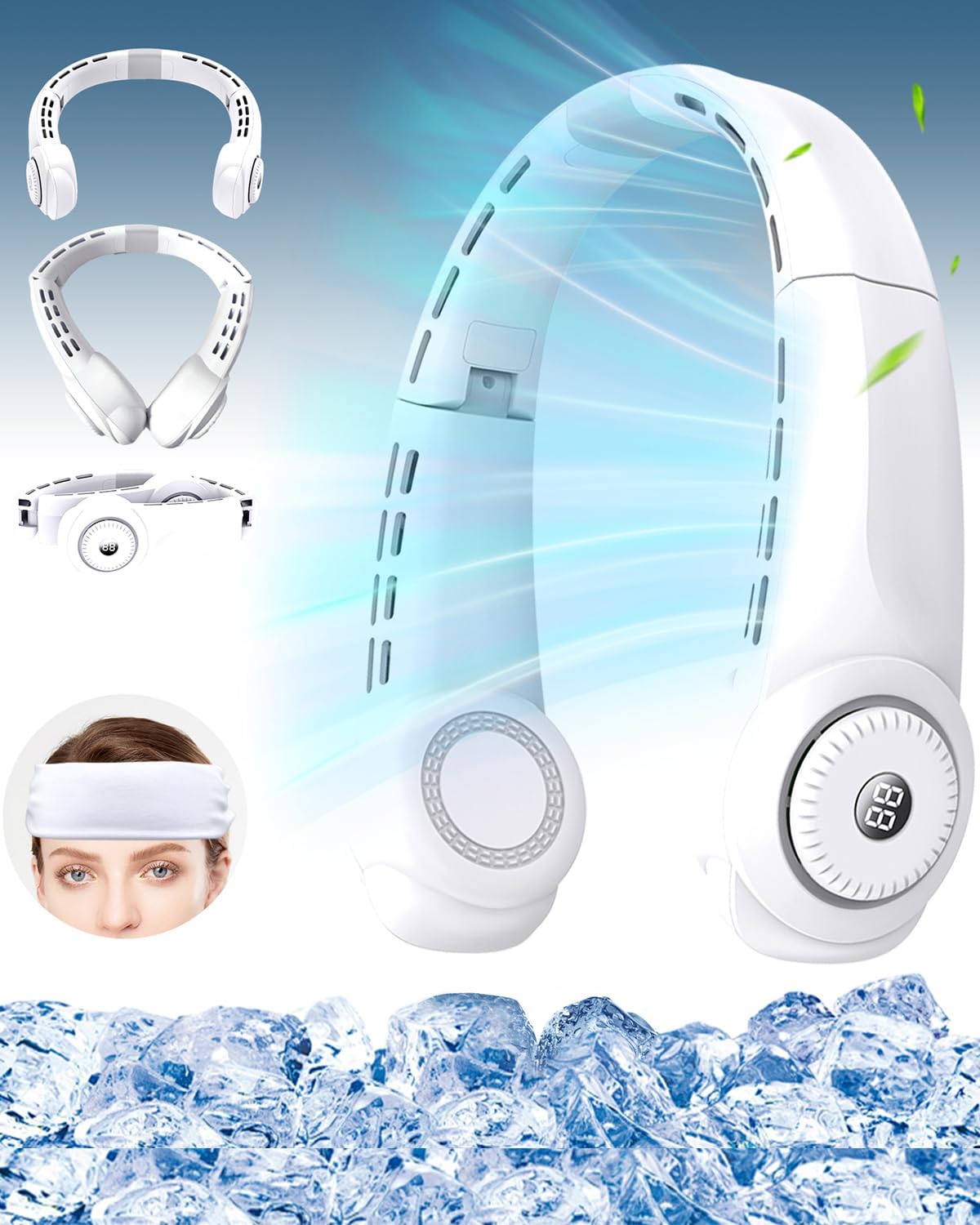 Amazon.com: Portable Foldable Neck Fan Rechargeable, Personal Fan ...