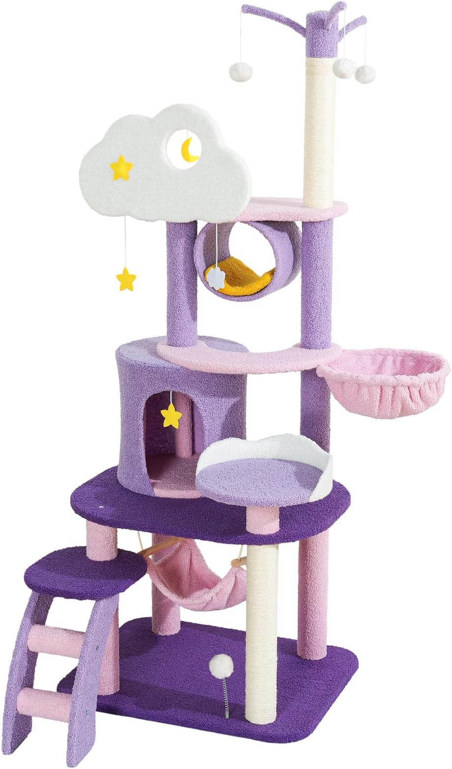 Amazon.com : Cloud Cat Tree, 65 Inch Purple Cat Tree Cute for Indoor ...