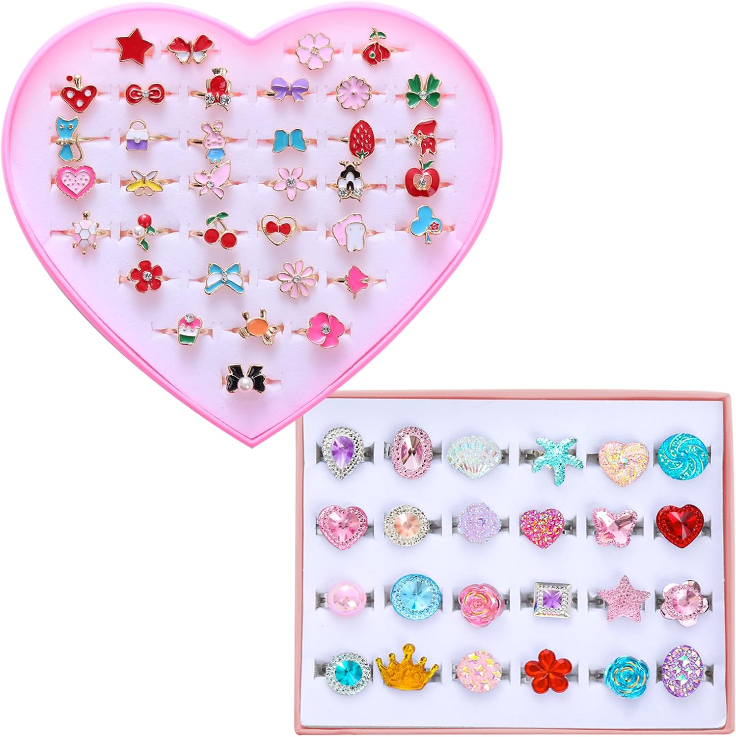 Amazon.com: PASEMM 36pcs Little Girl Jewel Rings E 24pcs Little Girl ...