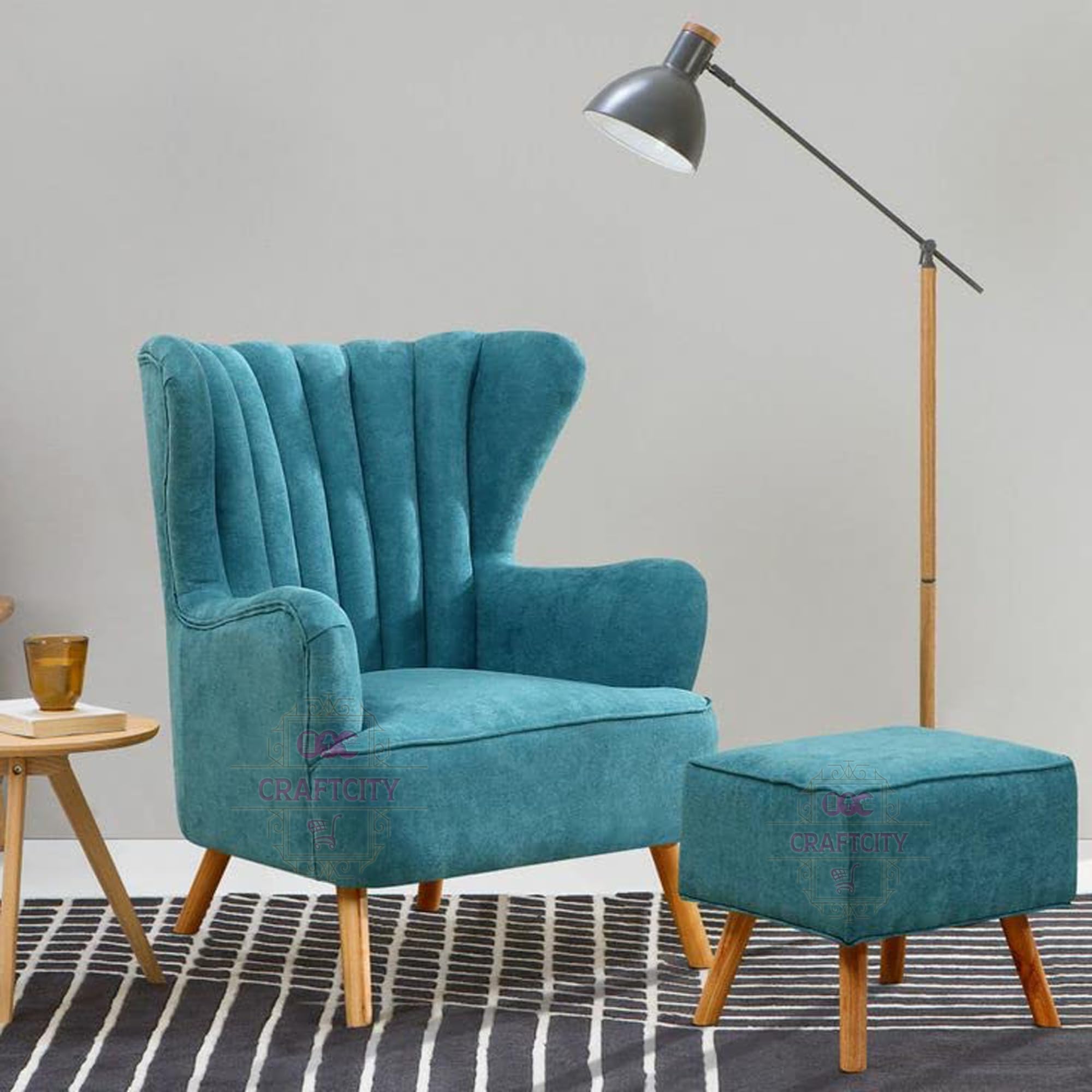 CRAFTCITY |Wing Chair for Living Room with Ottoman |Chair with Foot ...