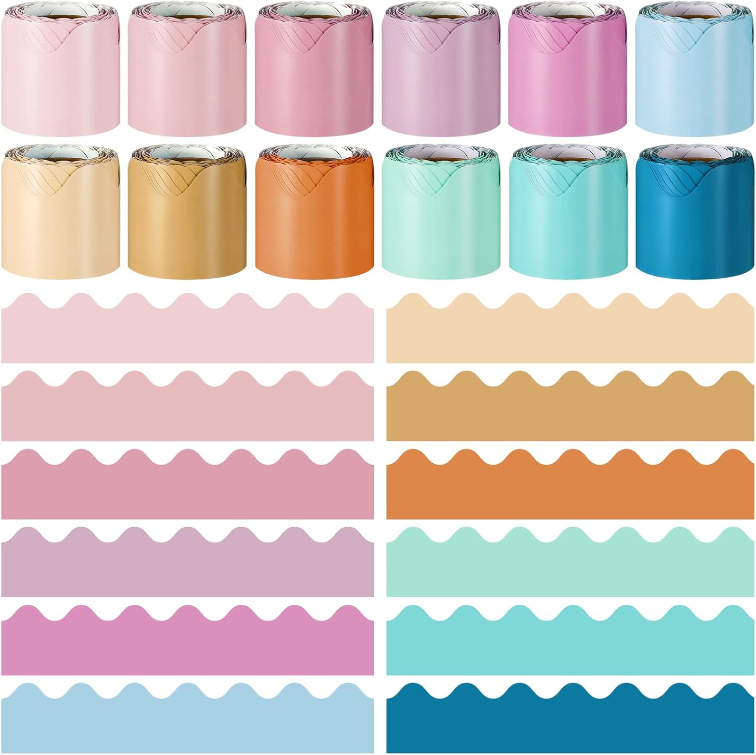 Amazon.com : Thenshop 12 Pack 394 Feet Colorful Scalloped Bulletin ...