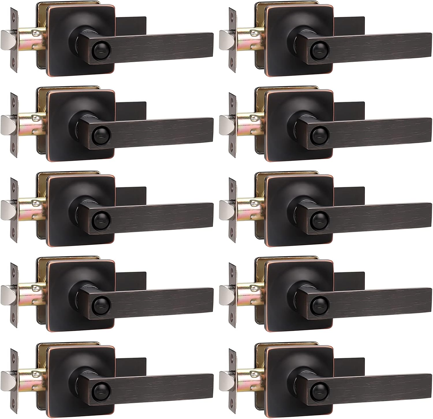 GOBEKOR 10 Pack Privacy Door Levers Bedroom Door Handle with Lock Oil ...