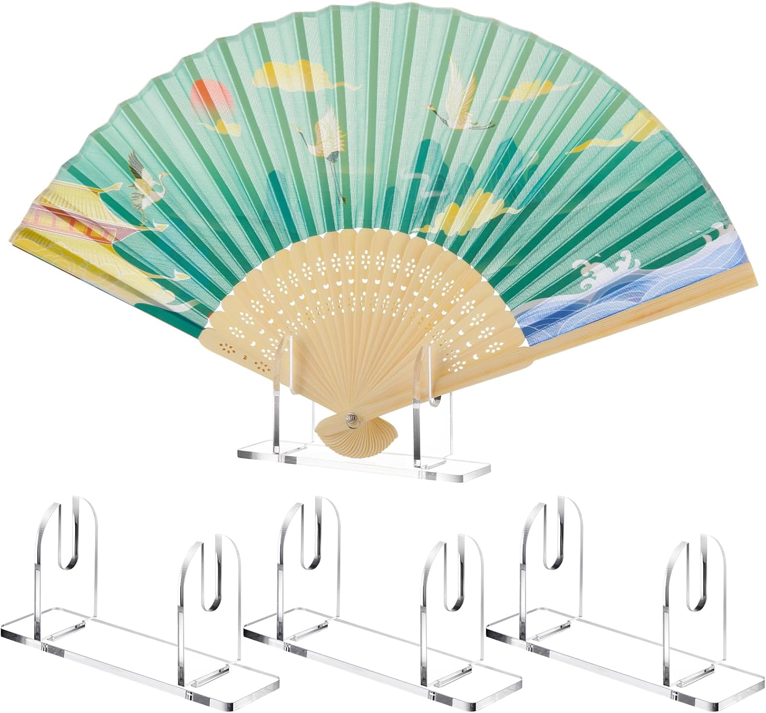 Amazon.com: Roowest 4 Pcs Acrylic Fan Display Stand Folding Clear Fan ...