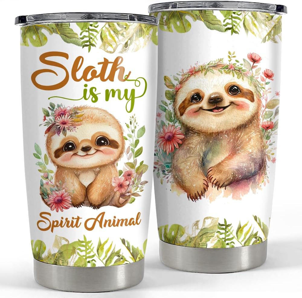 Amazon.com | SANDJEST Sloth Tumbler 20oz Sloths Gifts for Women Girl ...