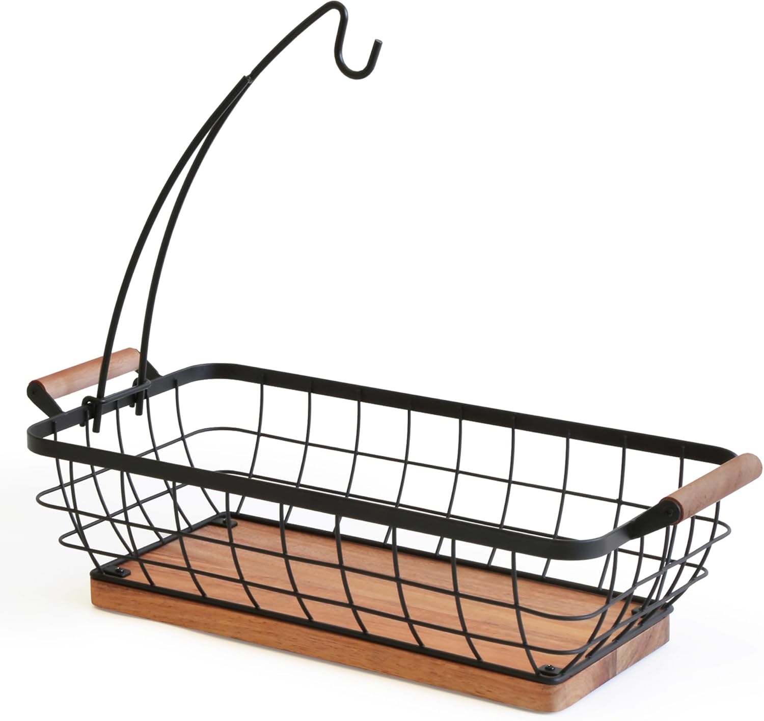 Amazon.com: WILDMOS Rectangular Fruit Basket with Banana Hanger,Metal ...