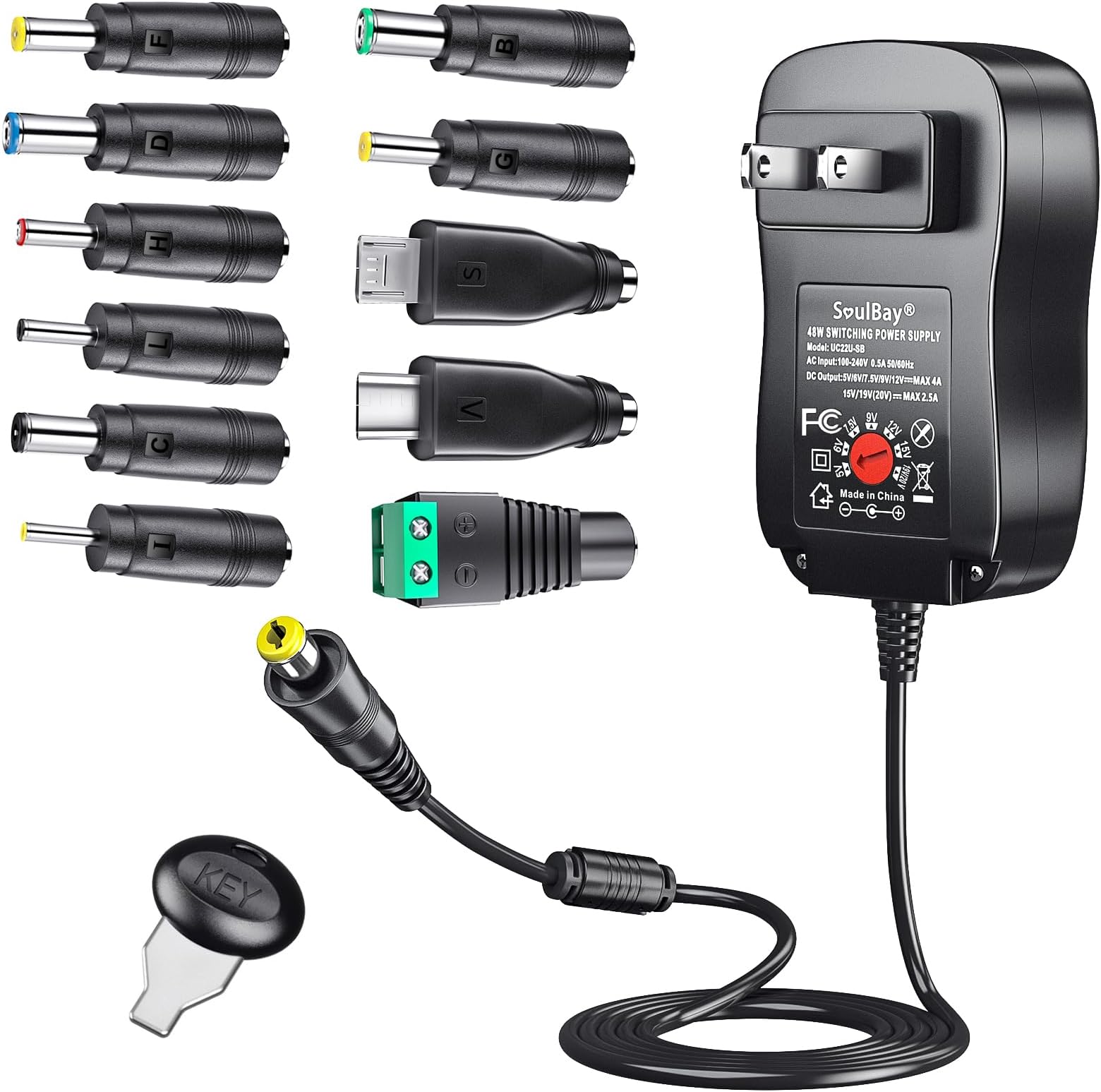 Amazon.com: SoulBay 48W Universal AC Adapter DC 5V 6V 7.5V 9V 12V 15V ...