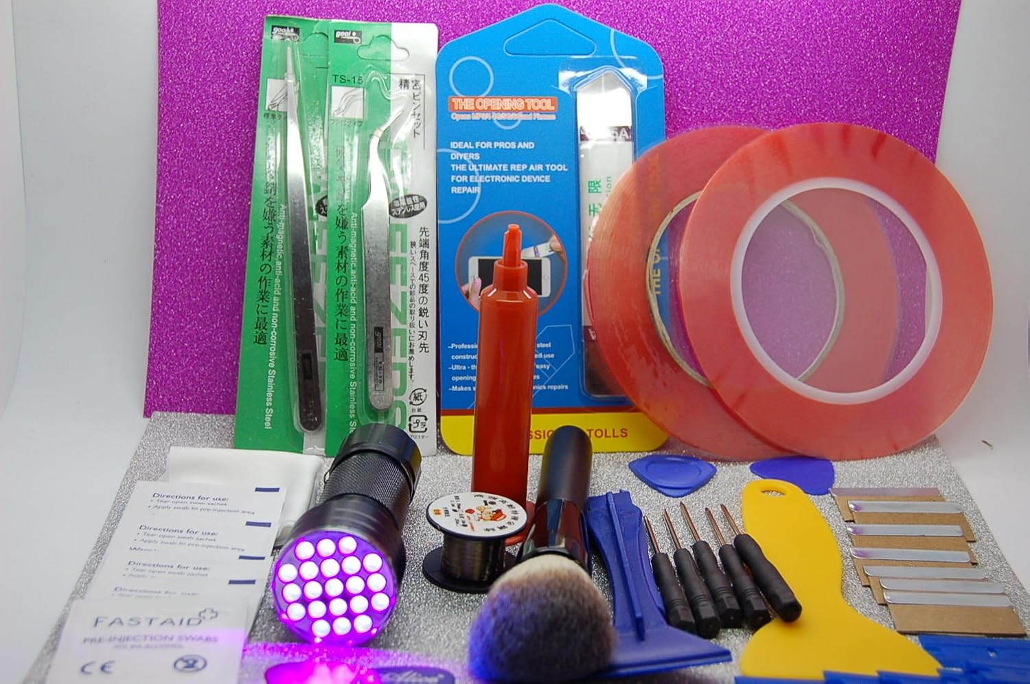 Amazon.com: Mobile Phone Screen Opening, Repair Kit, 21 LED UV Torch ...
