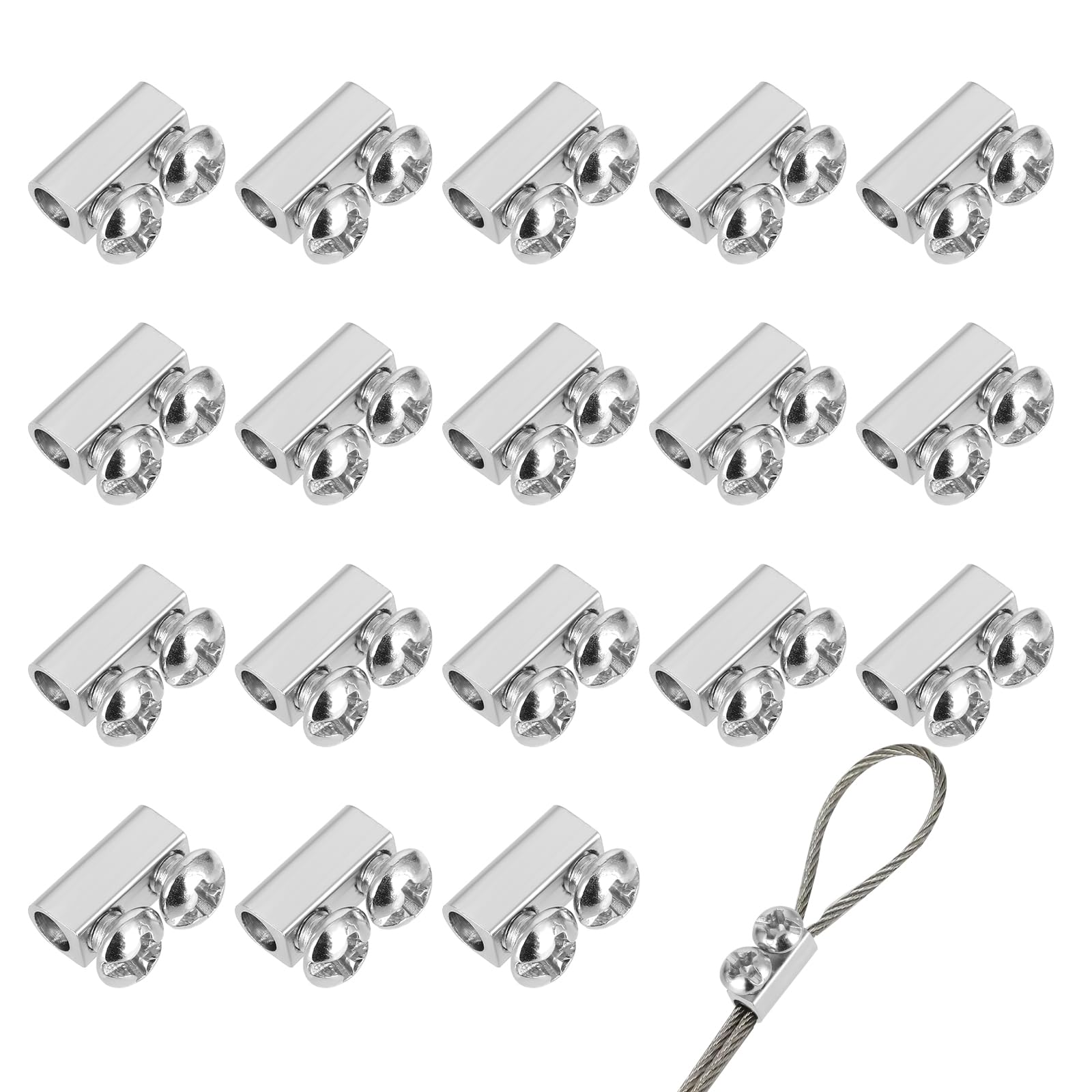 20 Pcs Double Rope Clamp Upgraded Wire Rope Cable Clamps Stainless ...