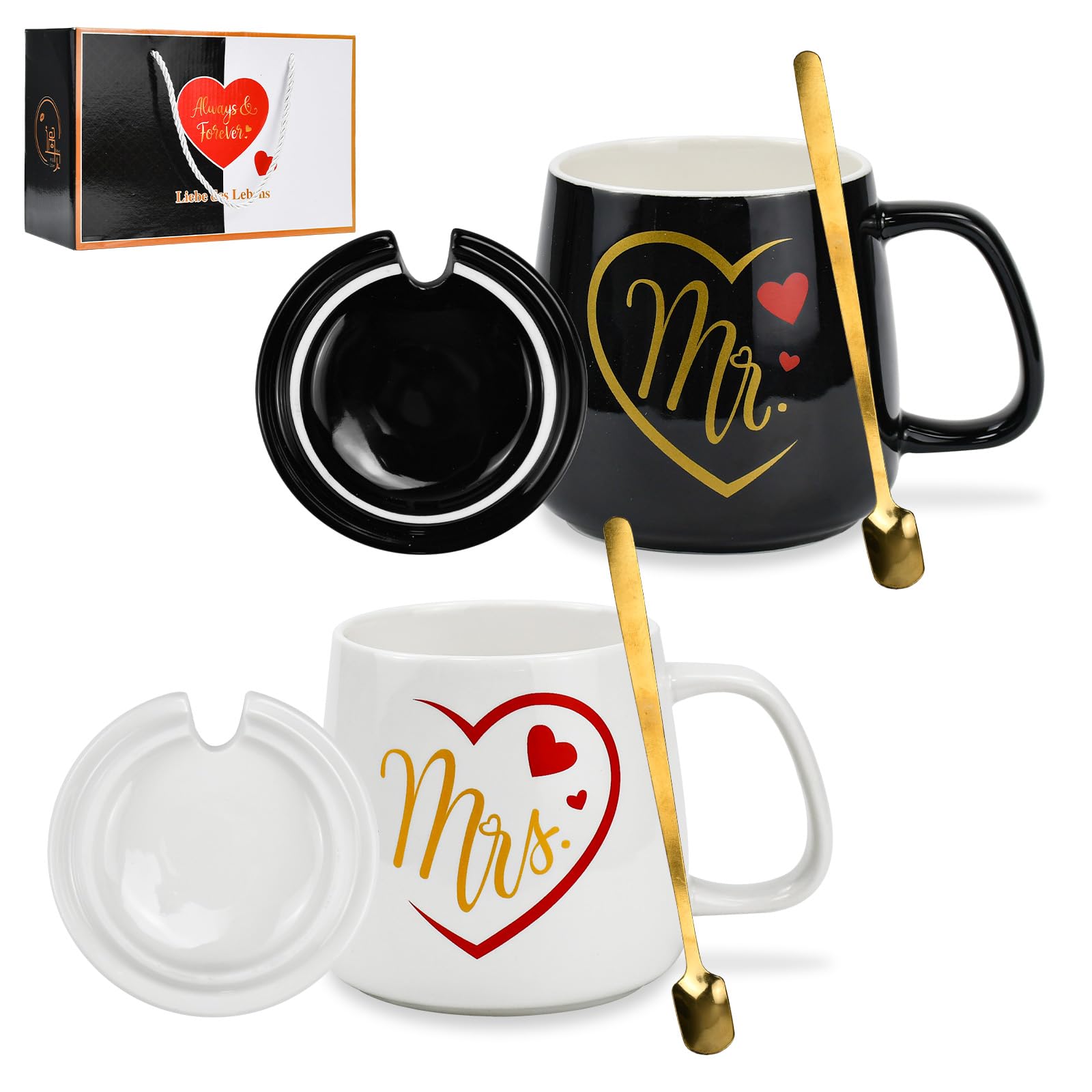 HWSWSH 2 PACK Mr and Mrs Coffee Mugs,Fun Pair of Ceramic Coffee Cups ...