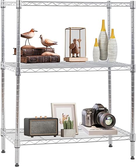 Amazon.com: FDW 3 Tier Wire Shelving Units Metal Storage Rack 23L x 13W ...