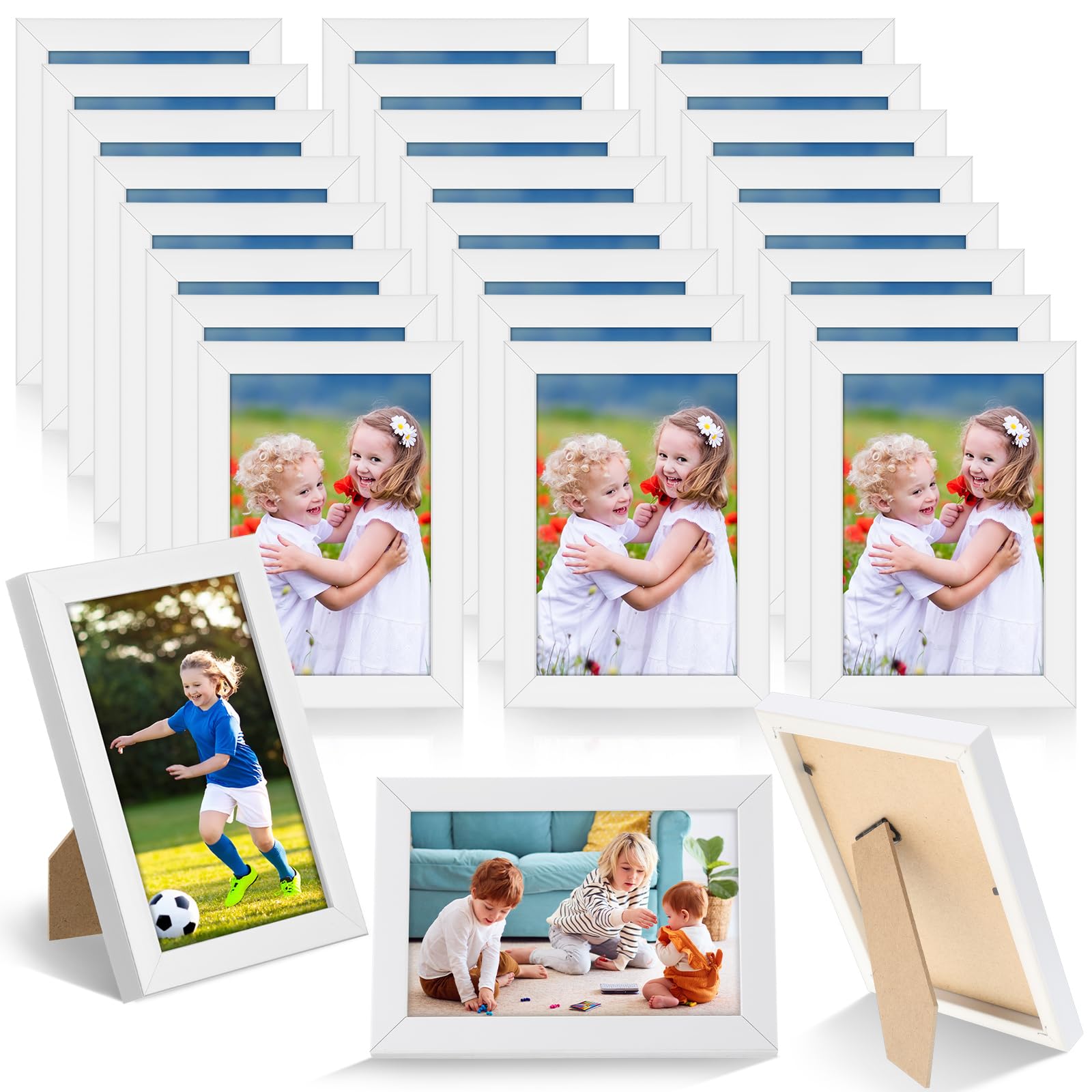 Amazon.com - Roowest Set of 24 Picture Frame Bulk Wood Photo Frames ...