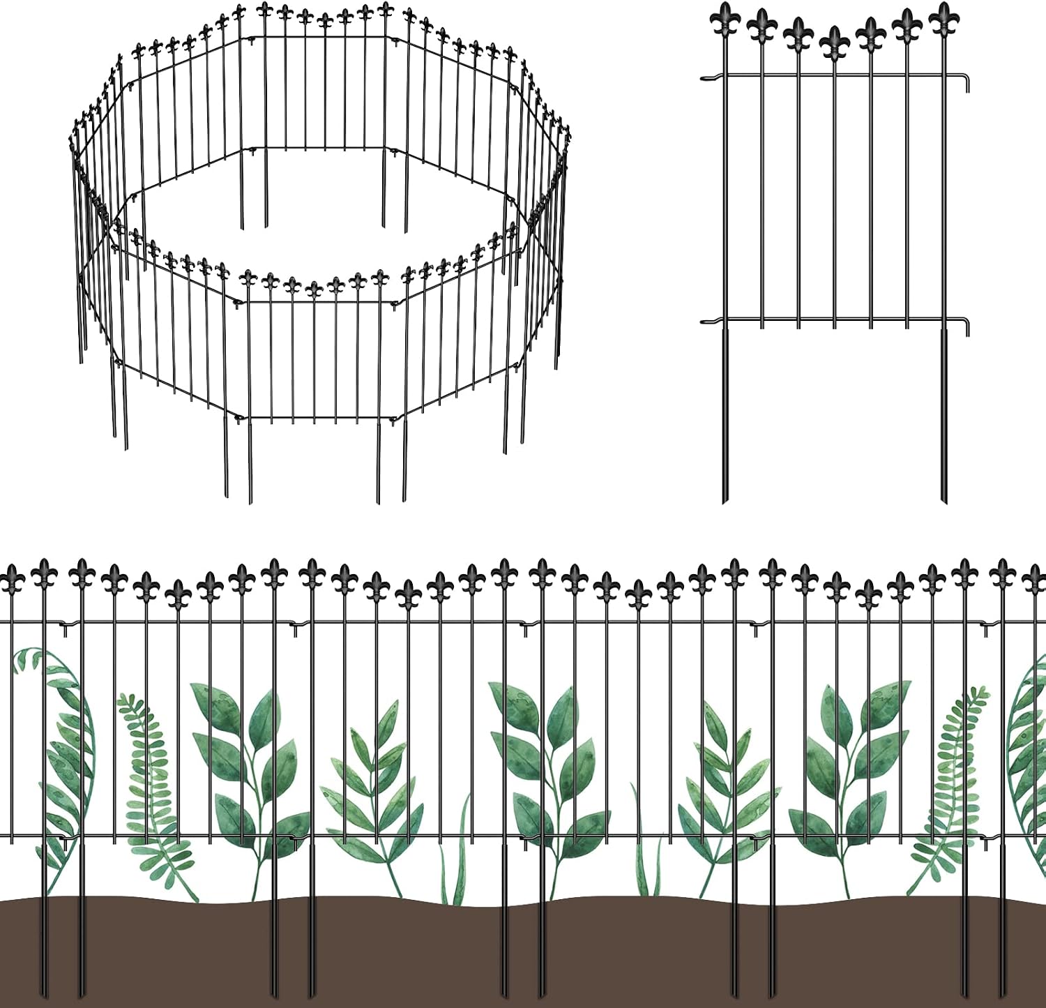 Amazon.com : OUSHENG 10 Pack Decorative Garden Fence, Total 10ft(L) x ...
