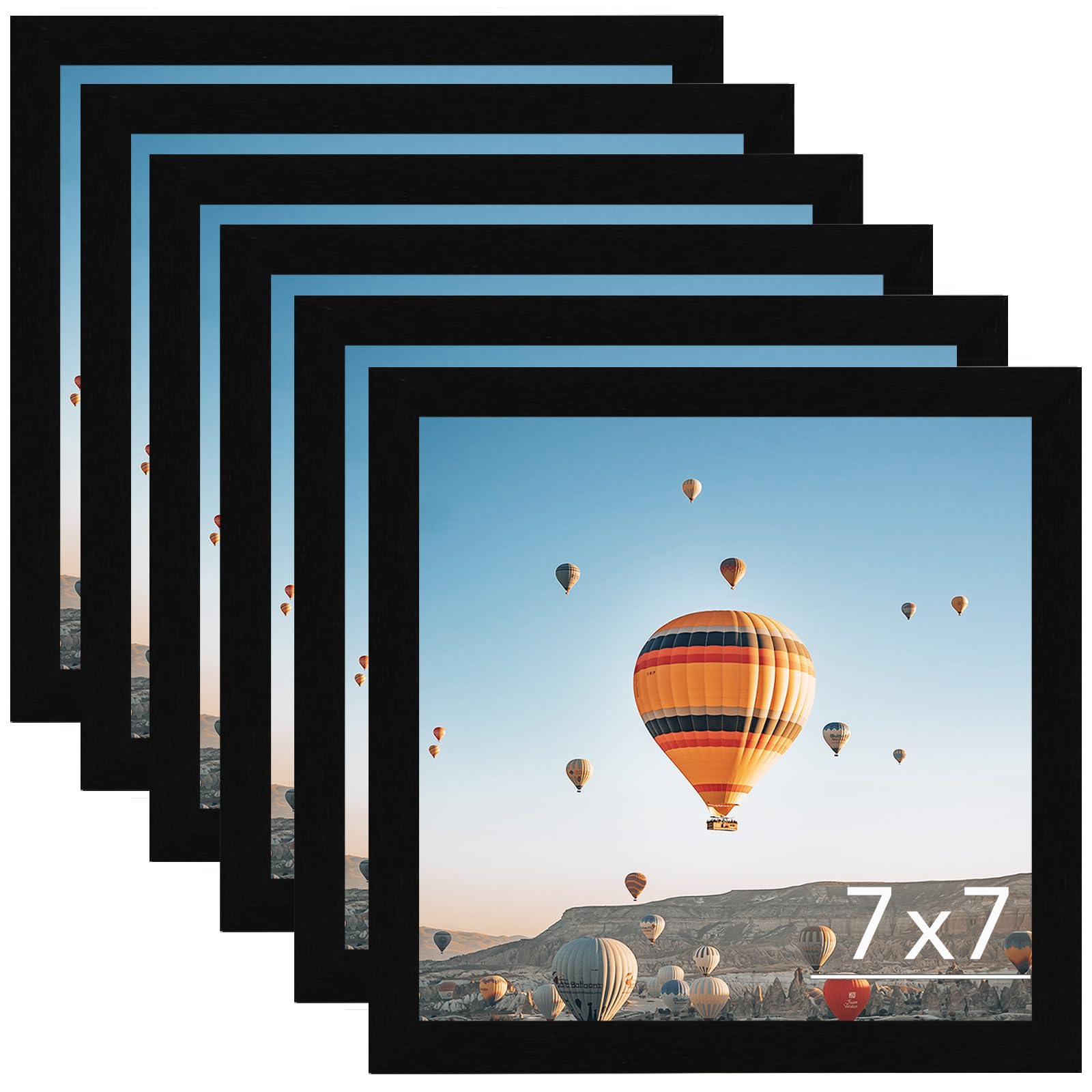 Amazon.com - 7x7 Picture Frame Set of 6 Black for Wall Hanging or ...