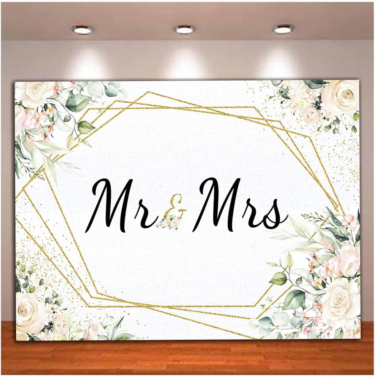 Amazon.com : 10x8FT Mr & Mrs White Floral Bridal Shower Backdrop Mr Mrs ...
