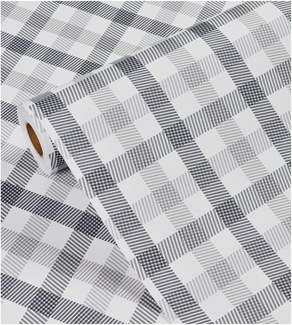 Amazon.com - HDsticker Self Adhesive Vinyl Grey Plaid Contact Paper ...