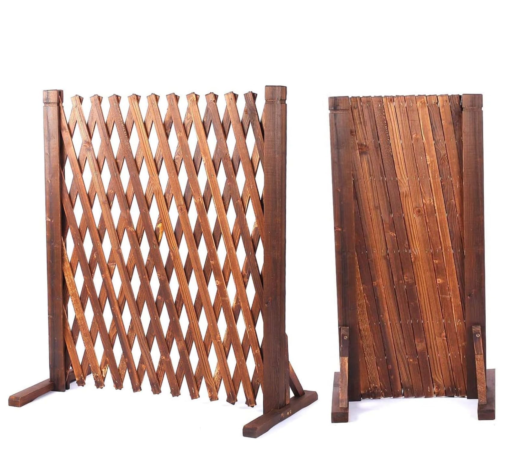 GOOFCXO Expandable Trellis Garden Fence Wood Expandable Fence 2 PCS ...
