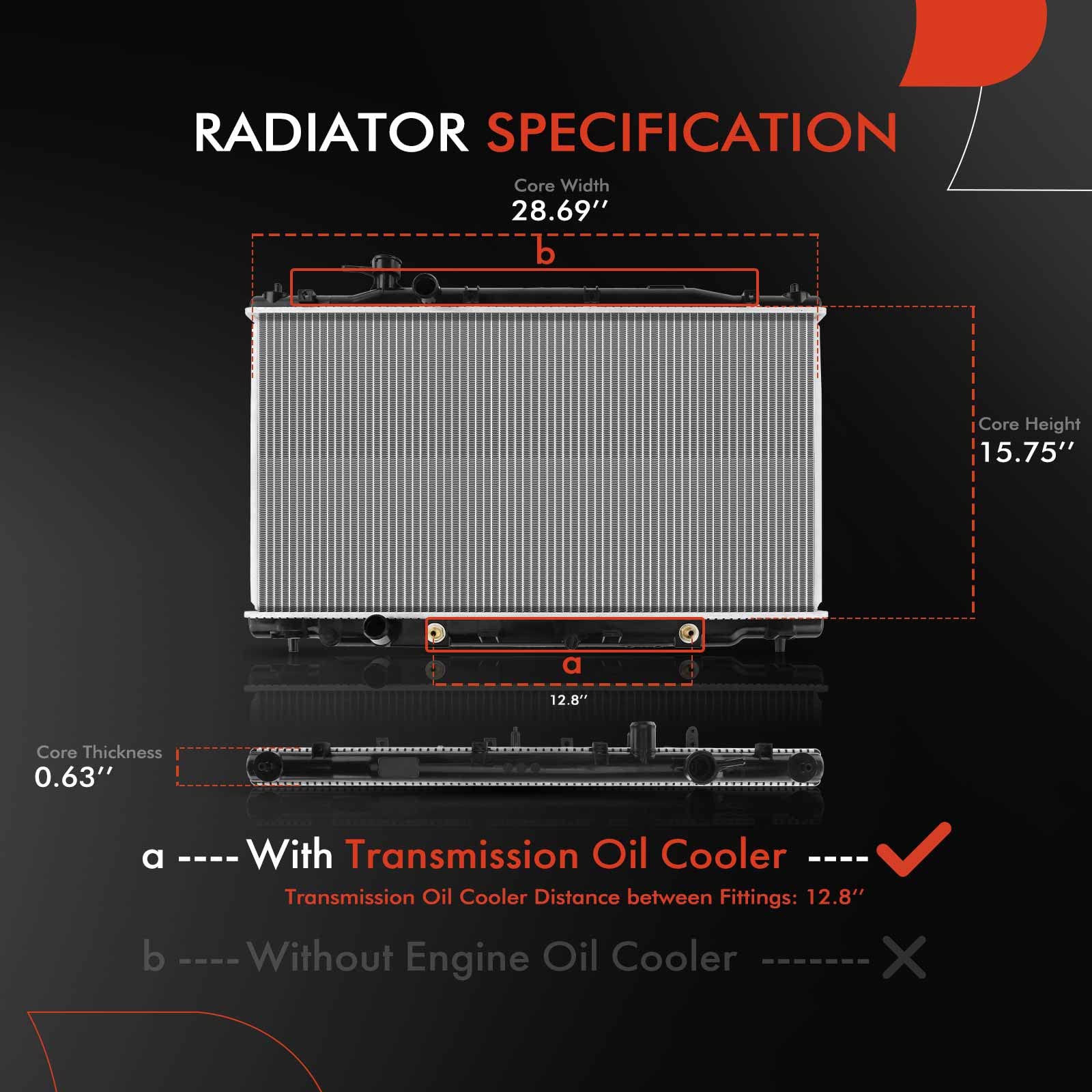 A-Premium Engine Coolant Radiator Assembly with Transmission Oil Cooler ...