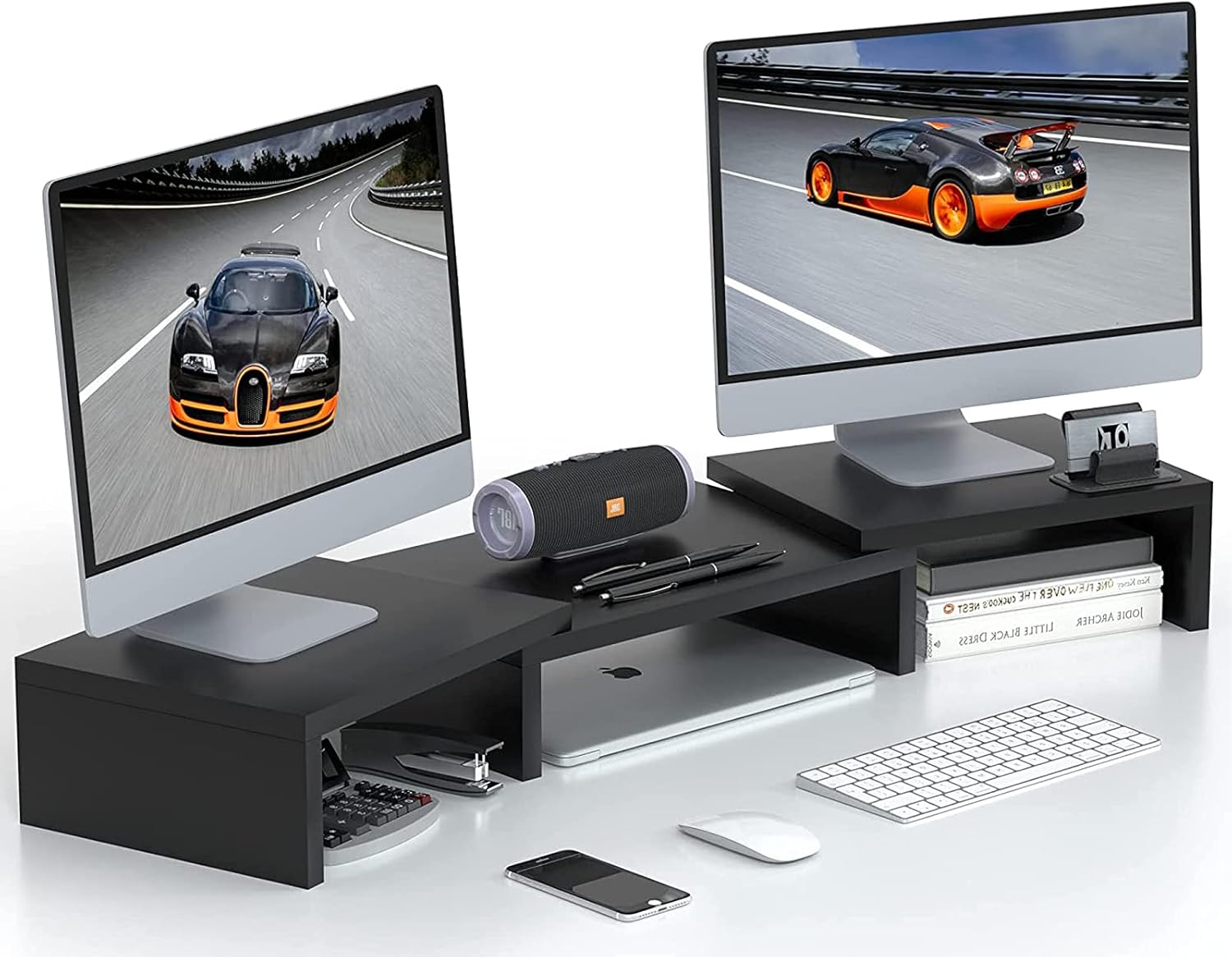UUHOME Dual Monitor Stand Riser, Adjustable Length and Angle Multi ...