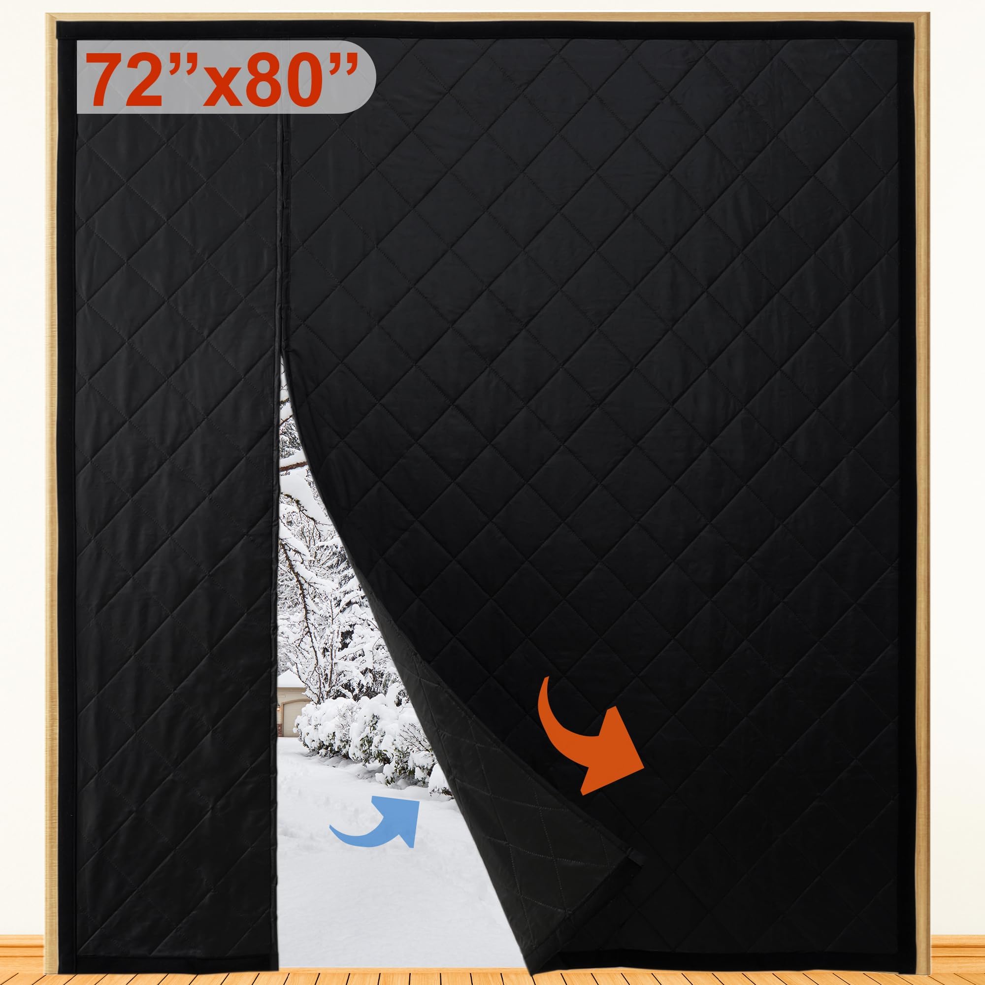 MAGZO Magnetic Thermal Insulated Door Curtain Fits Door Size 60" x 96 ...