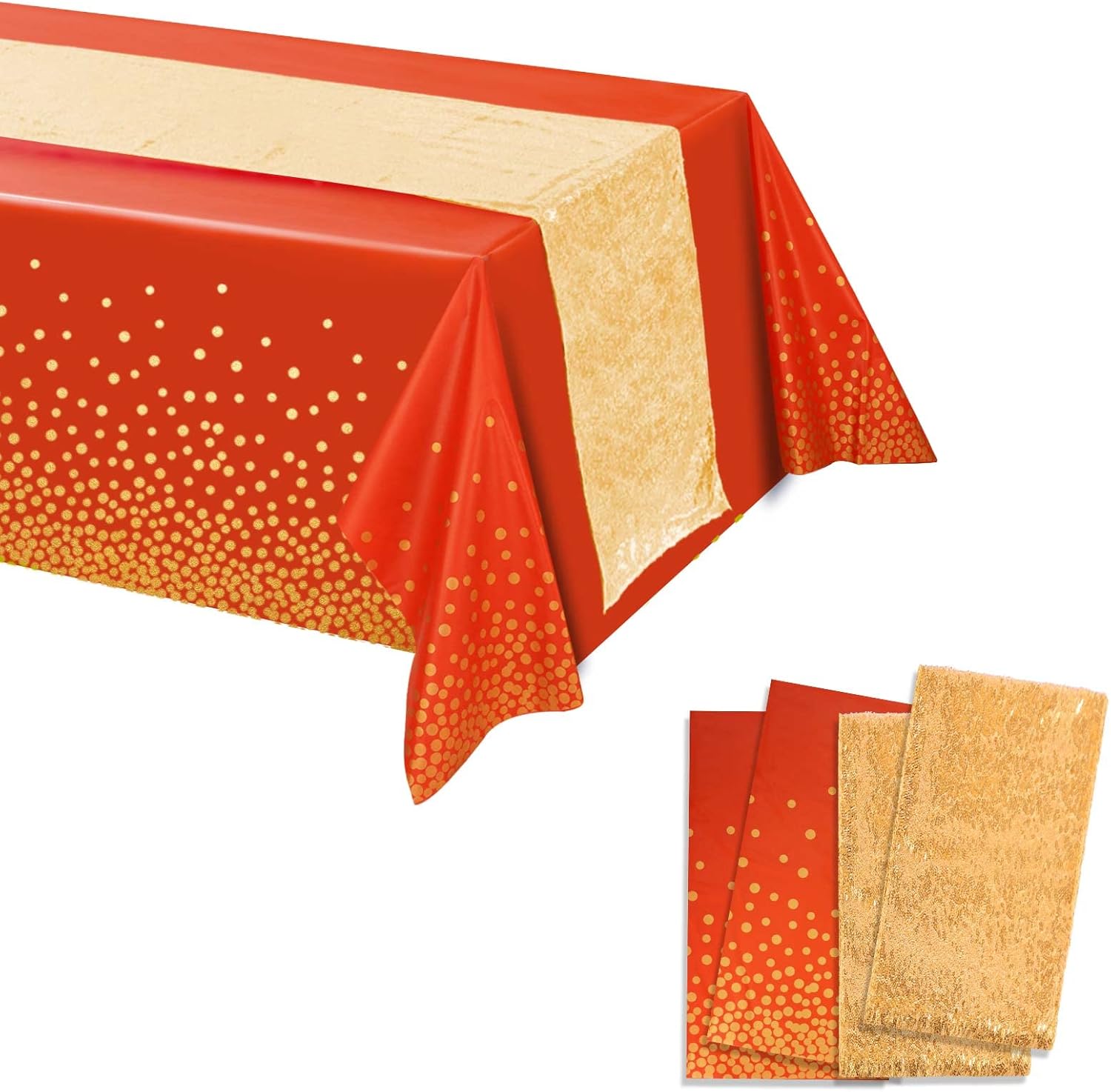 Amazon.com: JOYOCEAN 4Pack Red Gold Party Tablecloth, Red Gold Sequin ...