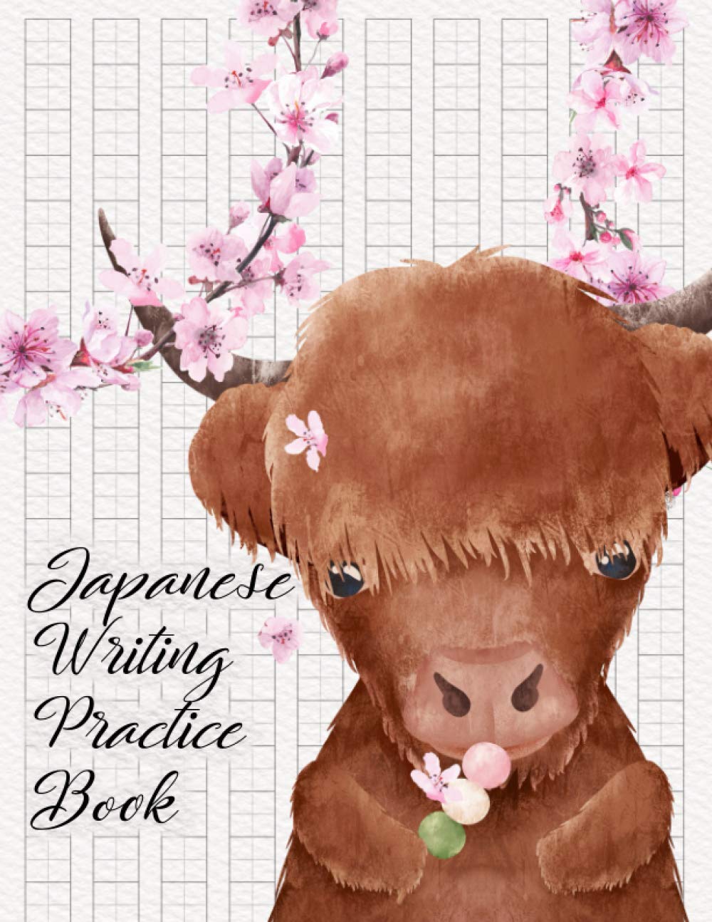 Buy Japanese Writing Practice Book, Highland Cow with Japanese sweets ...