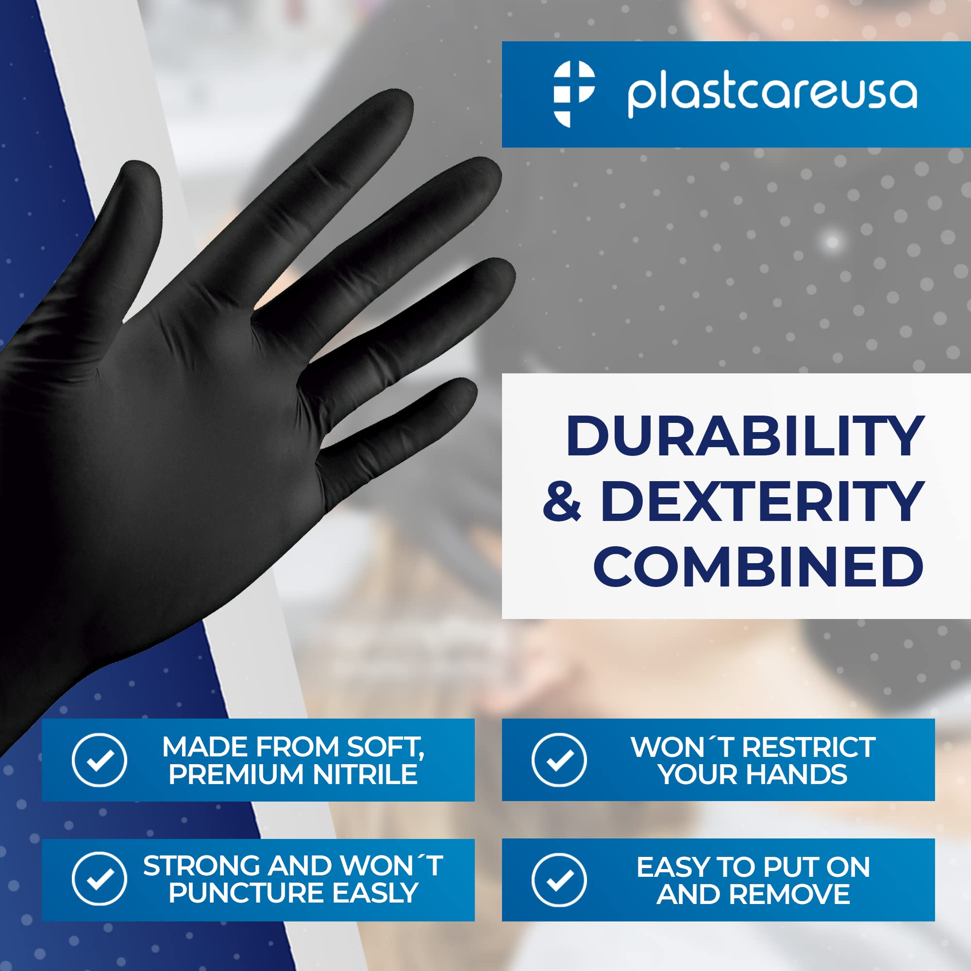Snapklik.com : PlastCare USA 100 Medium Nitrile Exam Disposable Black ...