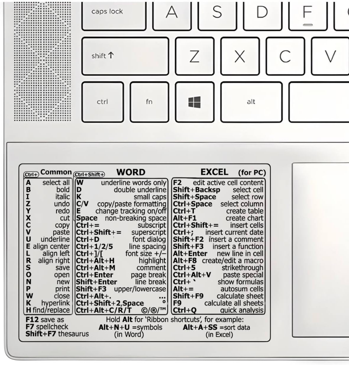 Keyboard Shortcut Sticker for Laptop Reference Guide Keyboard Shortcut ...