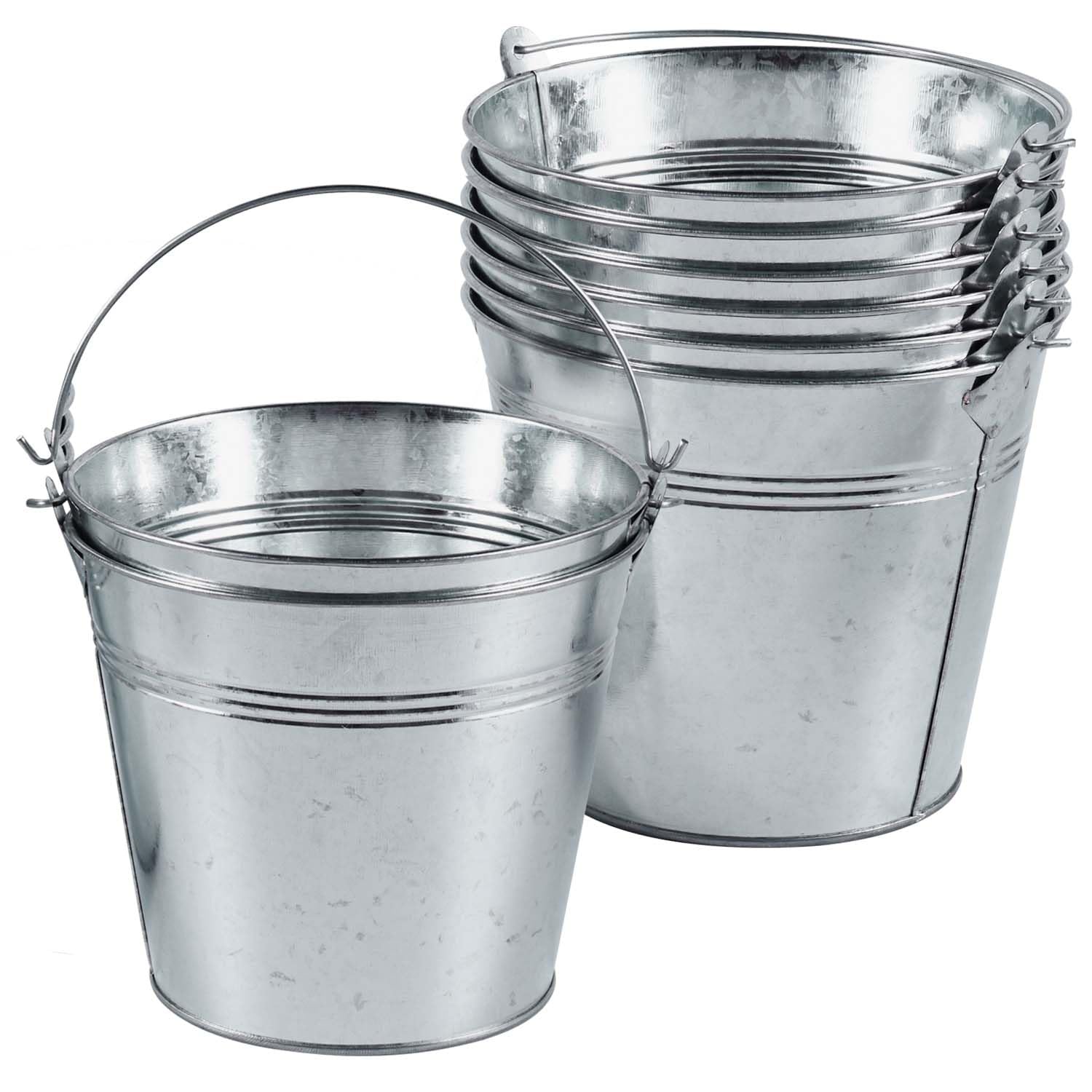 Amazon.com: OBTANIM 8 Pack Galvanized Metal Buckets with Handle Ice ...