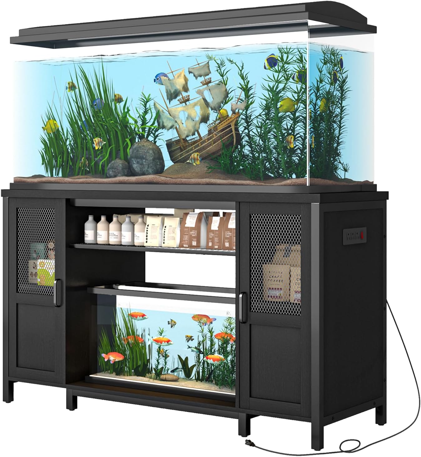 Amazon.com : Hlivelood 55-75 Gallon Fish Tank Stand with Power Outlet ...