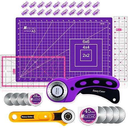 Amazon.com: Rotary Cutter Set pink - Quilting Kit incl. 45mm Fabric ...