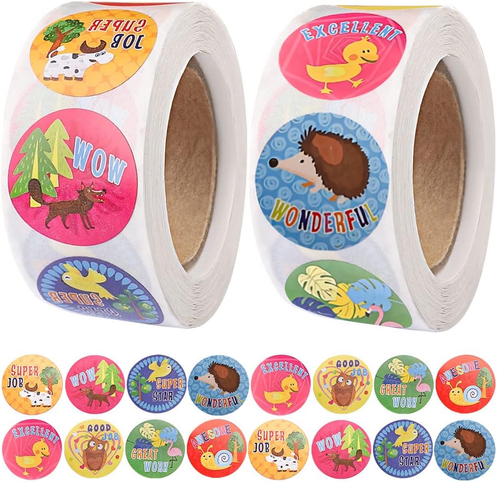 1000 PCS Reward Stickers, 2 Roll Reward Stickers for Teachers School ...