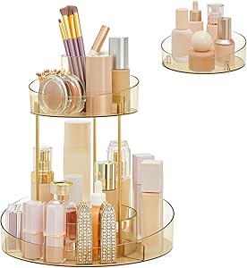 Amazon.com: SONGMICS Makeup Organizer, 2-Tier Round Rotating Skincare ...