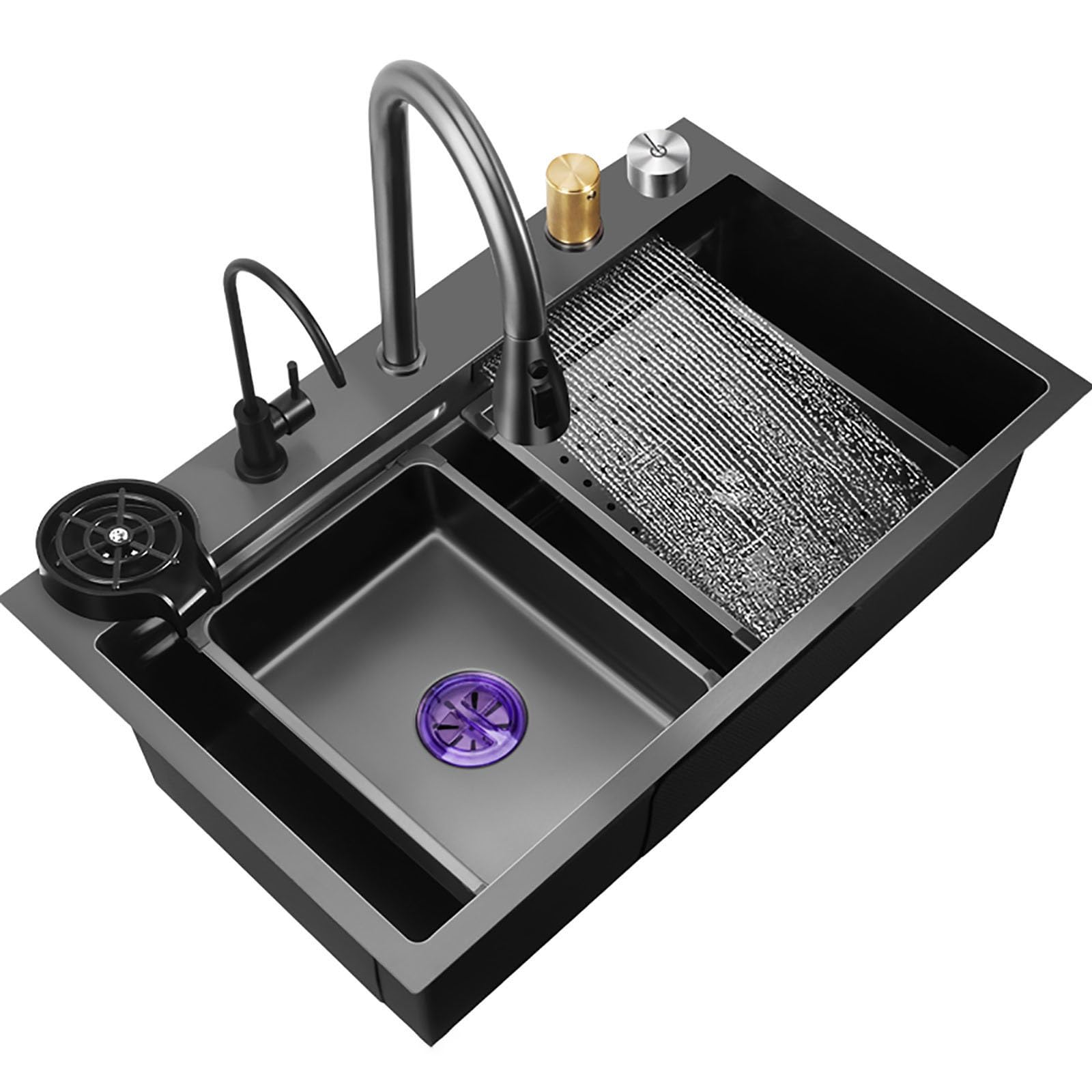 Amazon.com: Waterfall Kitchen Sink Single Bowl Kitchen Sink Flying Rain ...