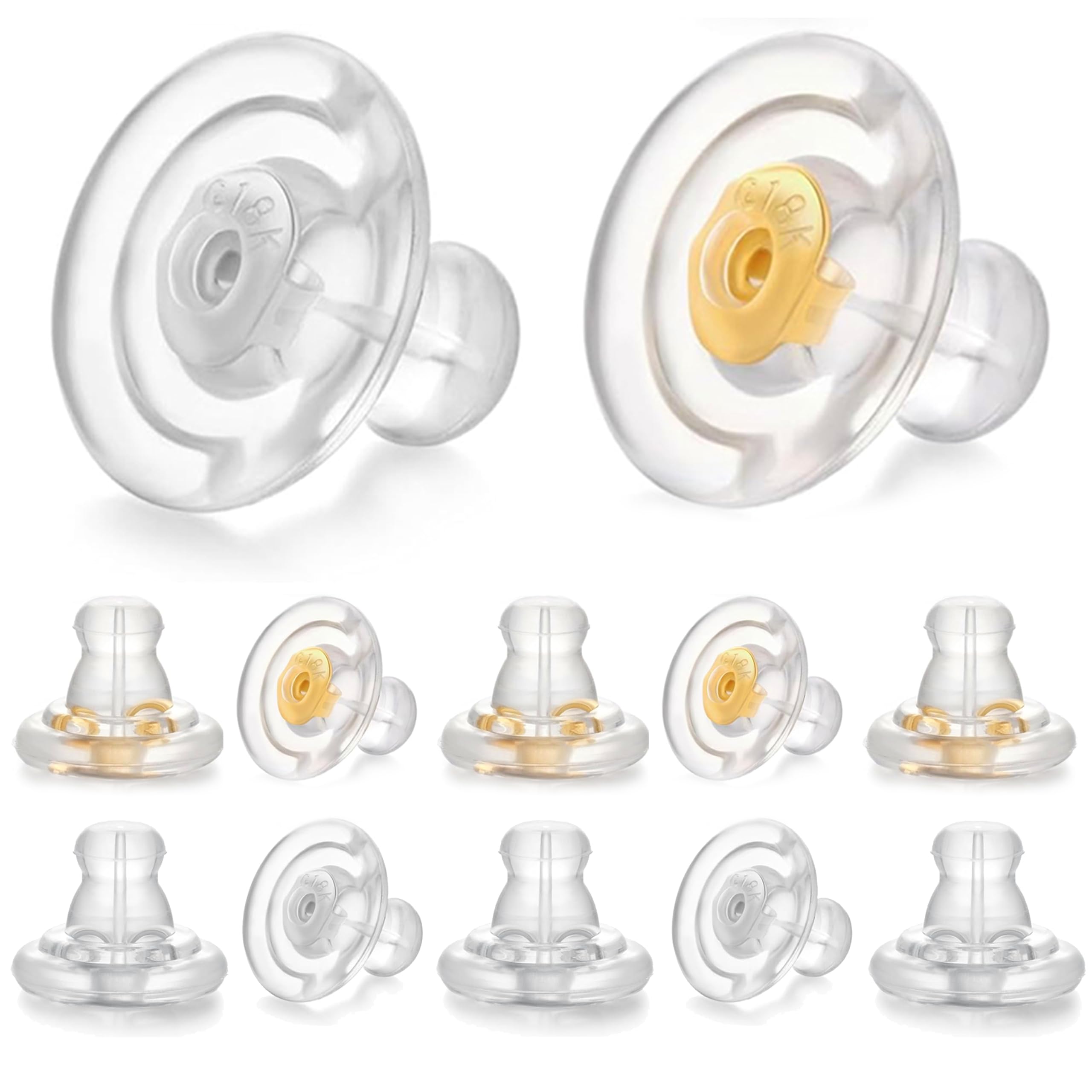 Amazon.com: Silicone Earring Backs, 18K Gold Secure Locking Design for ...