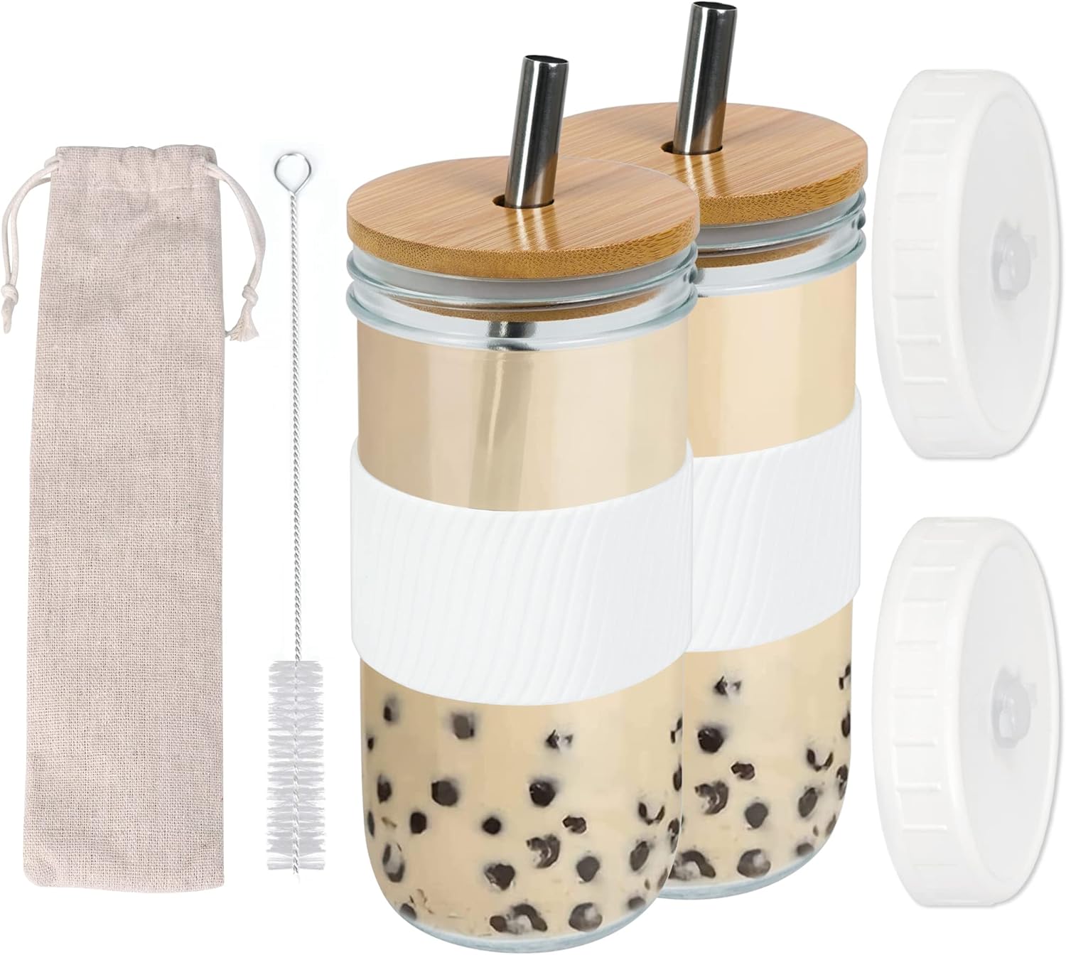 Amazon.com: MAKBEN 2 Pack Reusable Boba Cup Bubble Tea Cup, 24 oz Boba ...