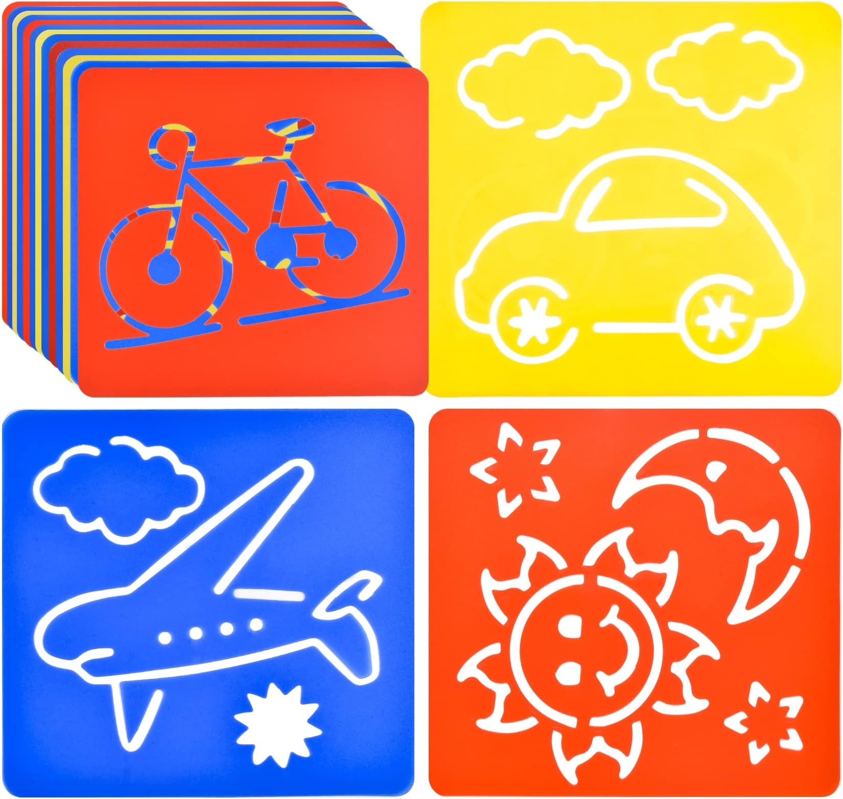 Amazon.com : LanMa 30 Pieces Drawing Stencils for Kids Boys 8 x 8 Inches Kids Colorful Plastic ...