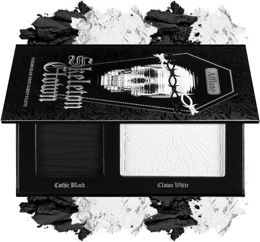 Palette de maquillage gothique, noir et blanc, double poudre pressée ...