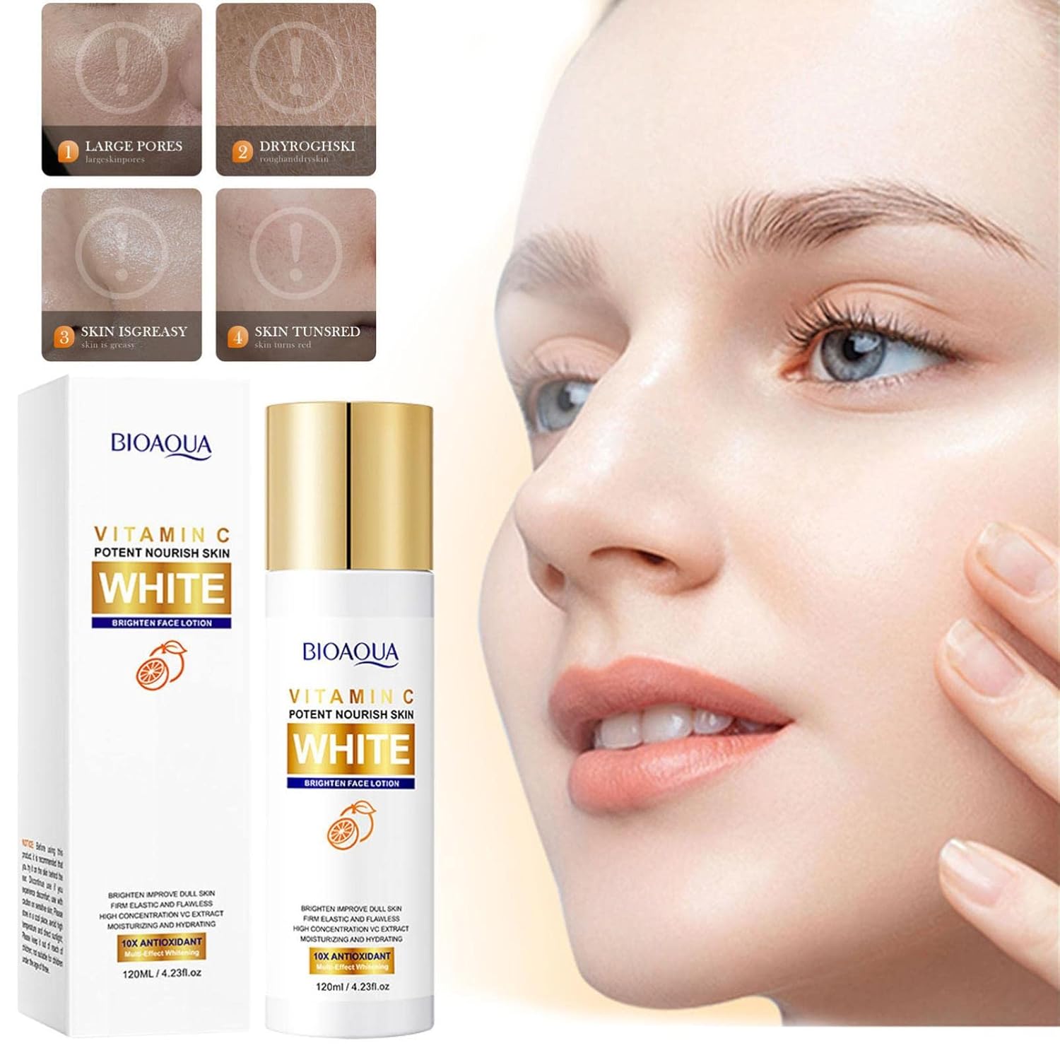 Vitamin C Brightening Facial Serum. Bones Collagen Lotion, Moisturizing Refreshing Moisturizing ...