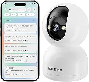 Amazon.com : Maliton Security Camera Indoor 2K, WiFi Camera for Home ...
