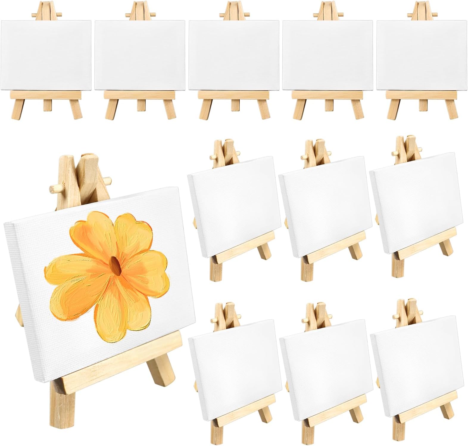 Amazon.com: DODHEG 5 Inch Mini Canvas 2.8 Inch Mini Easel, 6 Pcs Small ...