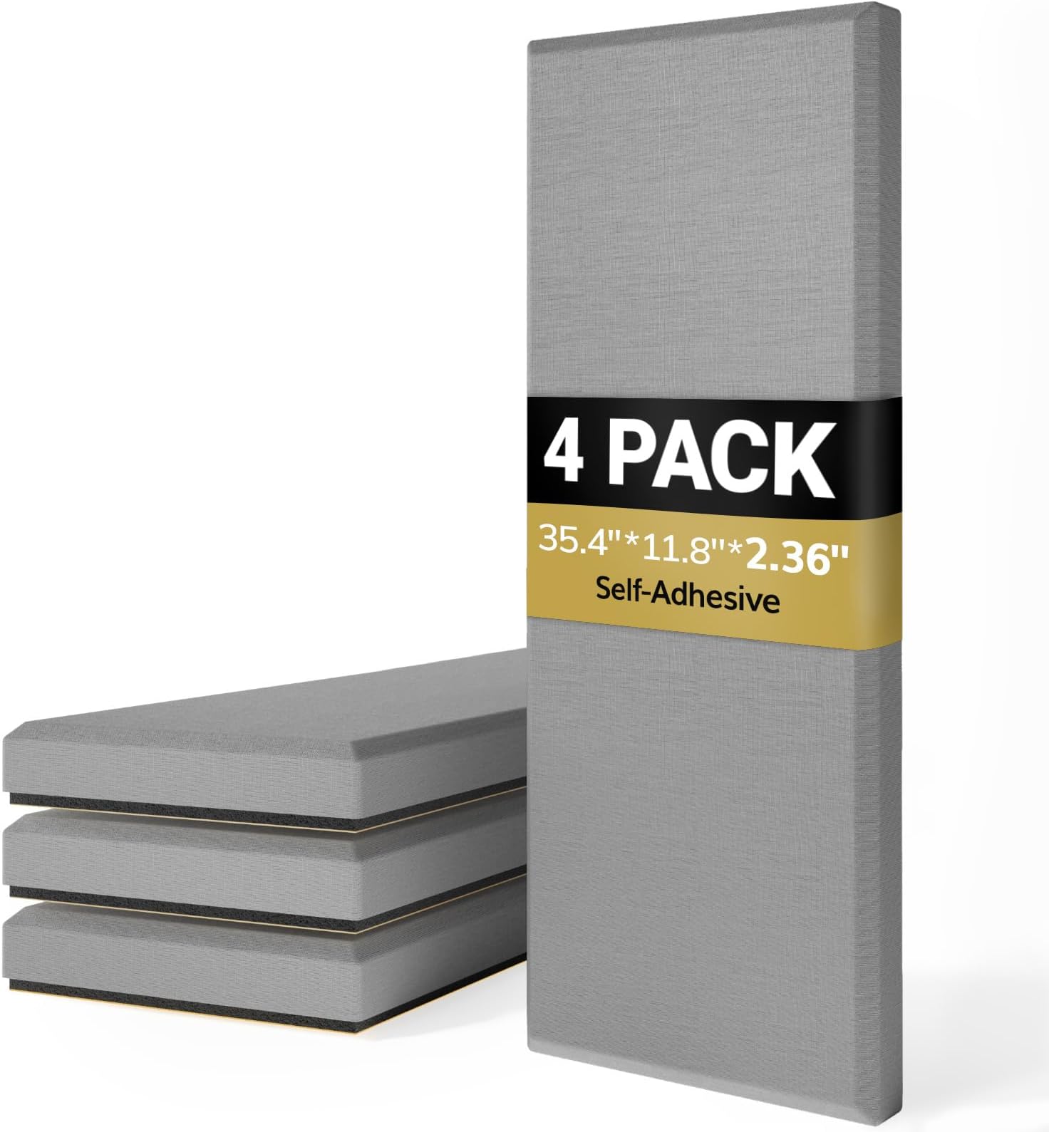 TONOR 4 Pack Acoustic Panels Large Self-adhesive, 35.4″ * 11.8″ * 2.36 ...