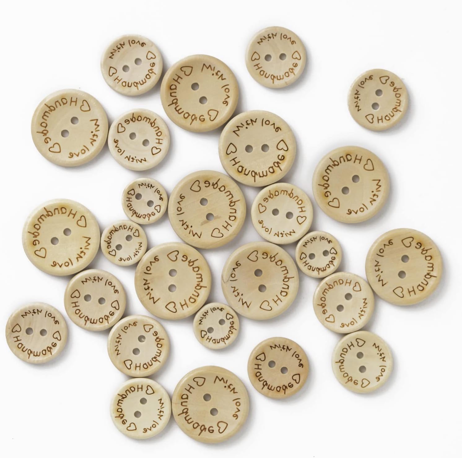 Amazon.com: 150PCS Mixed 3/5inch 3/4inch 1inch Wooden Buttons 2 Holes ...