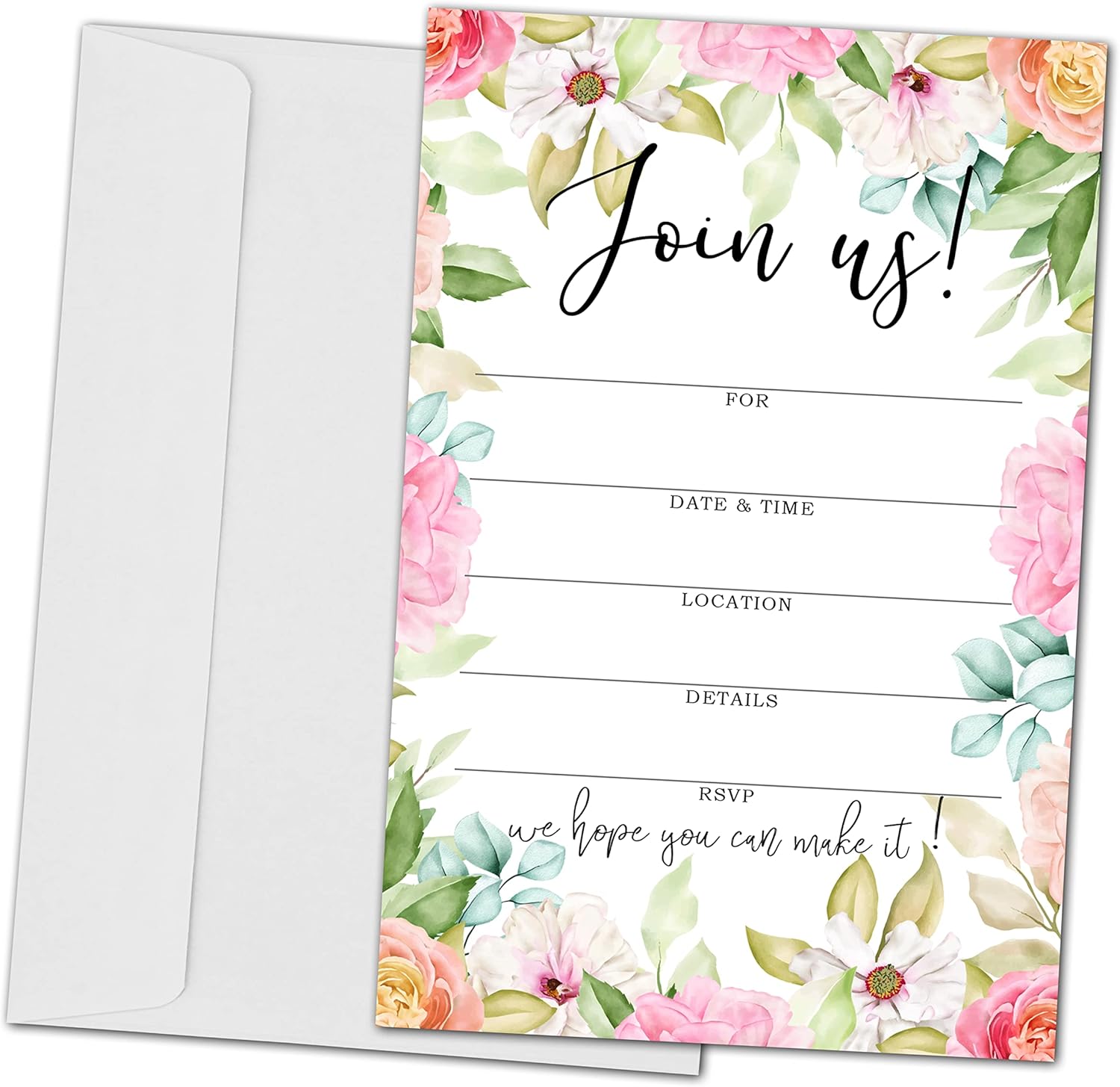 Amazon.com : Join Us Invitation Cards - Floral Invite Cards for All ...