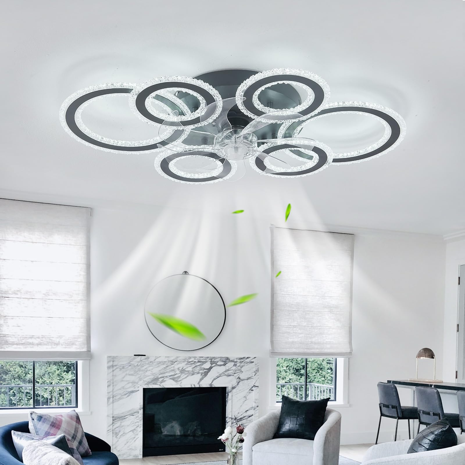 Smart Ceiling Fans with Lights Reversible Dimmable LED Ceiling Light ...