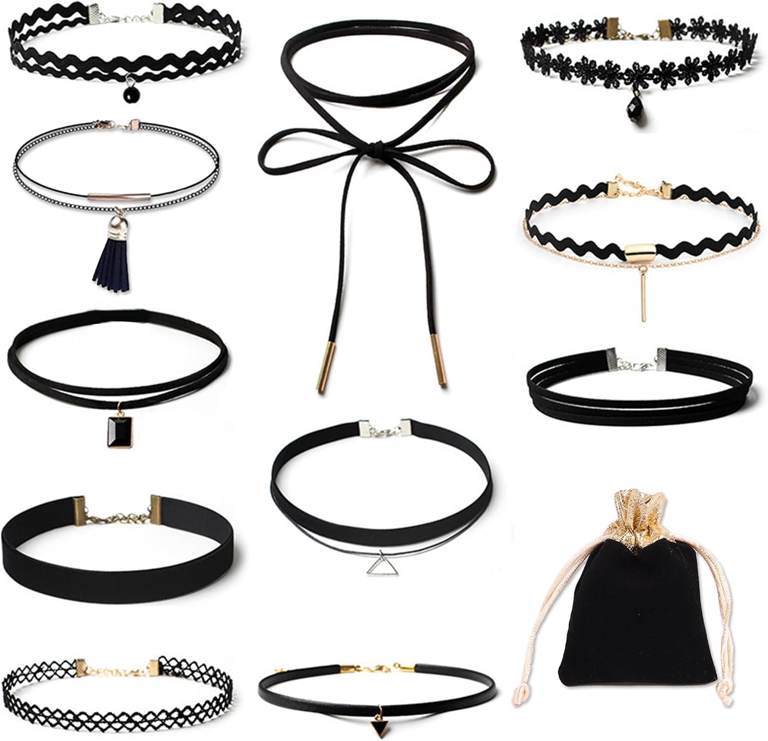 Choker Necklace for Women, 11Pcs Black Choker Necklace Set, Choker ...